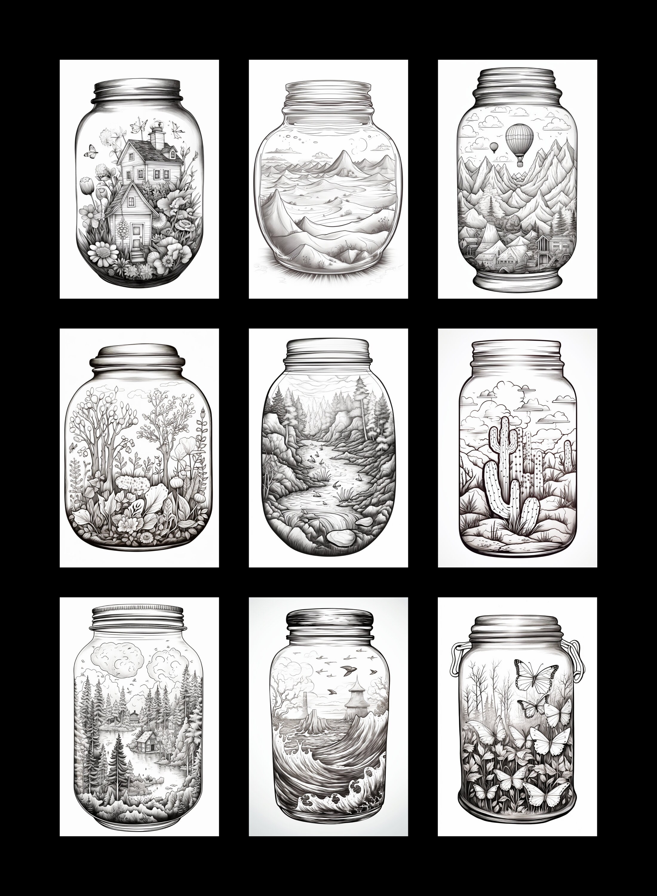 World in Jar Coloring Book, Magic Jar, Fairy Coloring Pages, Book PNG ...