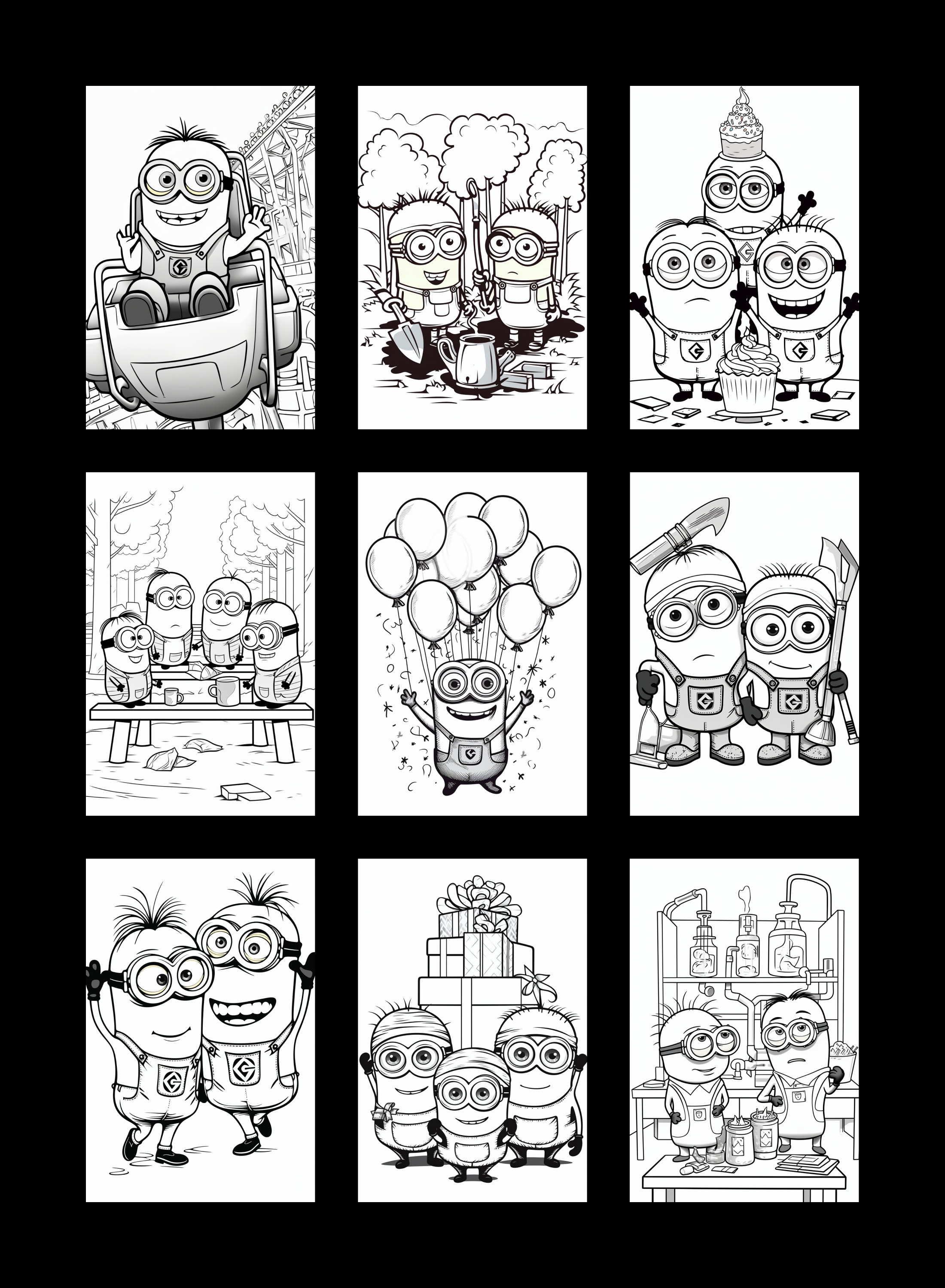 Minions Coloring Book, Kids Coloring Pages, Minion Png, Digital ...