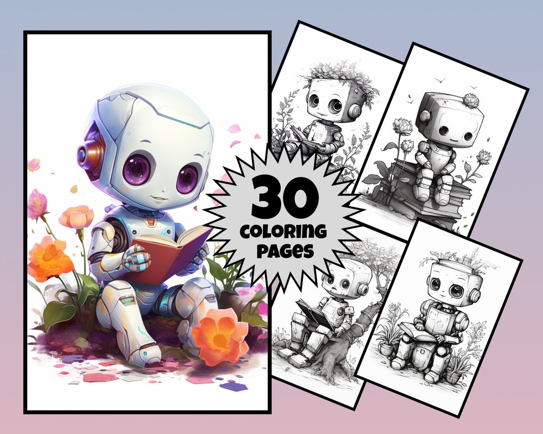 Robots Coloring Page, Coloring Book, Kids Coloring Pages, Cute Book - Etsy
