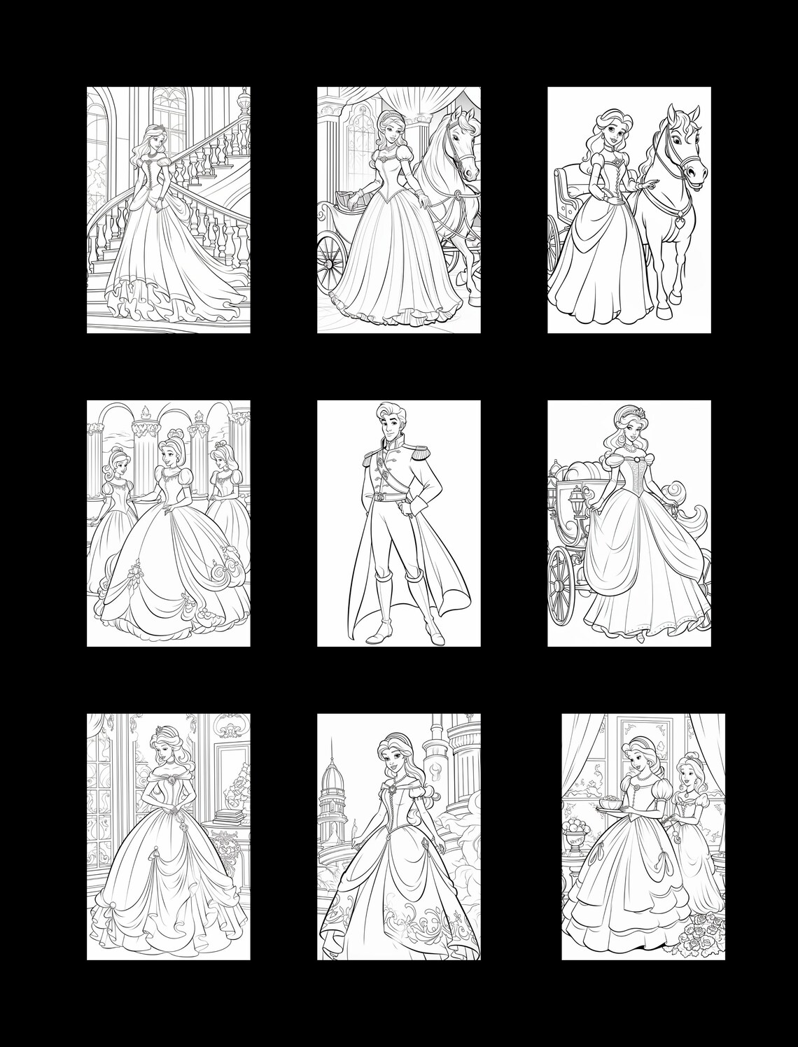 Cinderella Coloring Book, Cinderella PNG, Kids Coloring Sheets, Instant ...