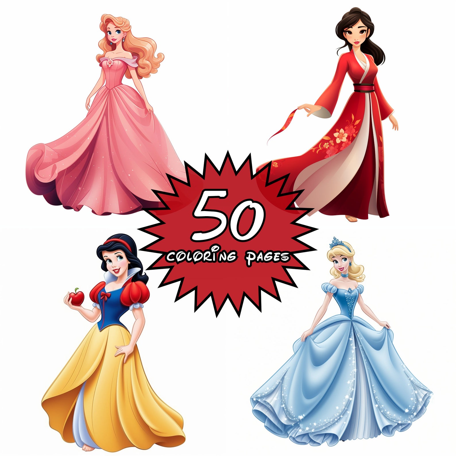 Princess Coloring Page Girl Coloring Sheet Kids Book PNG - Etsy