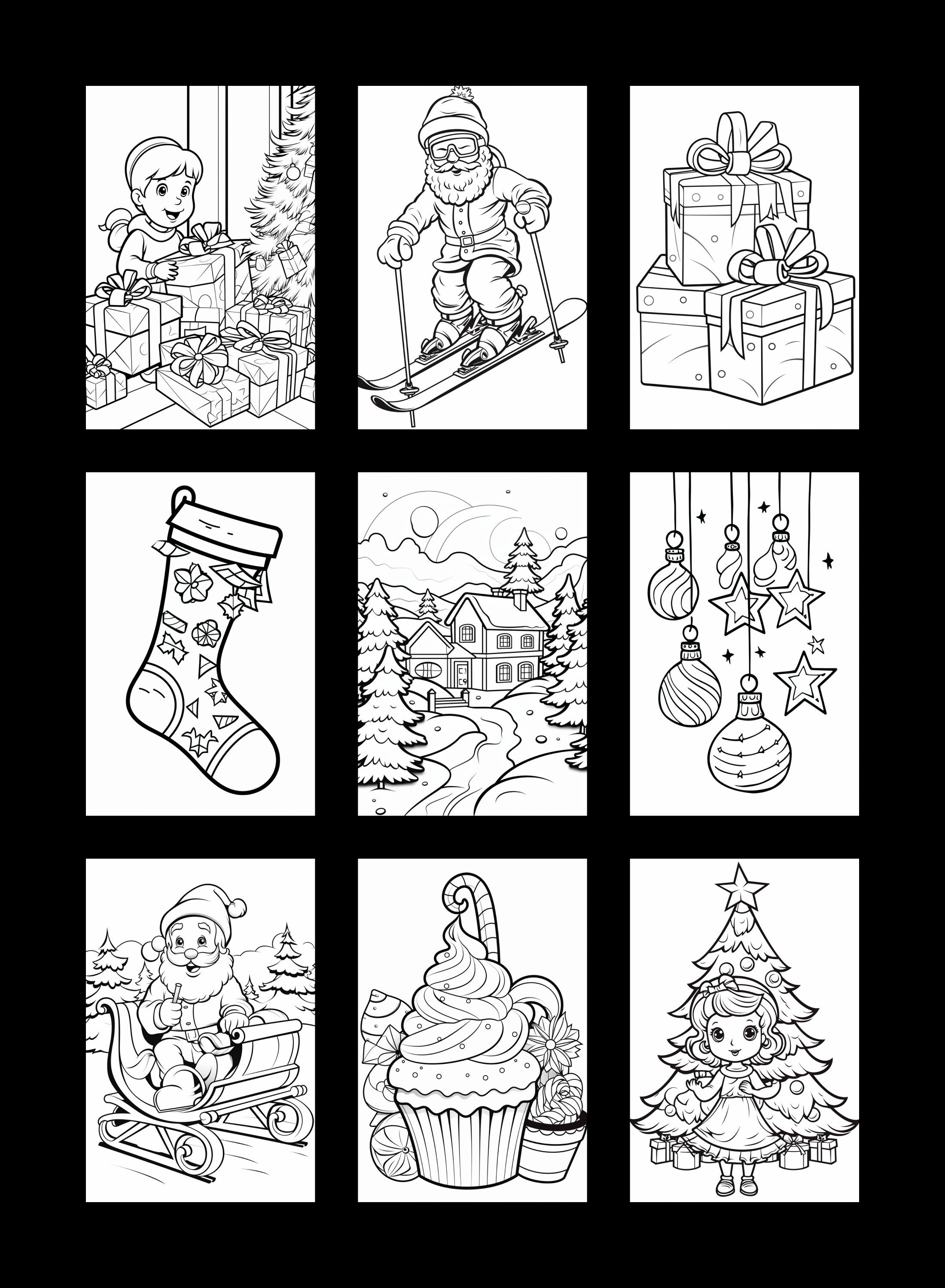 Christmas Coloring Pages, Kids Coloring Book, Coloring Sheets PNG - Etsy
