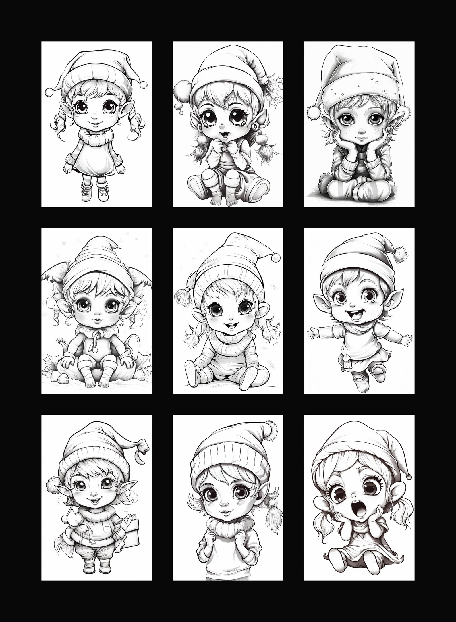 Christmas Elf Coloring Book, Elf PNG, Winter Coloring Page - Etsy