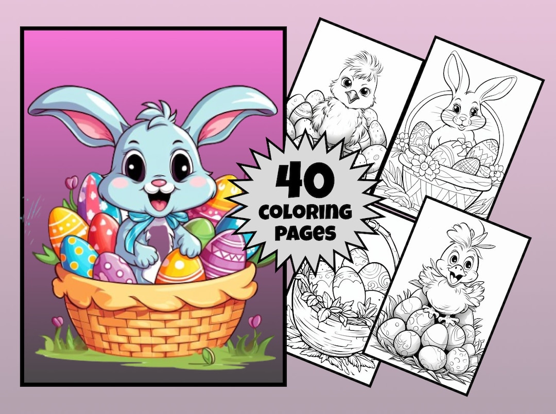 Easter Coloring Book, Kids Coloring Pages, Easter Attributes: Eggs ...