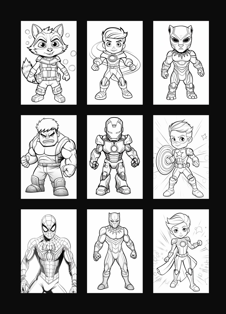 Superhero Coloring Book, Avengers Png, Kids Coloring Book, Superhero ...