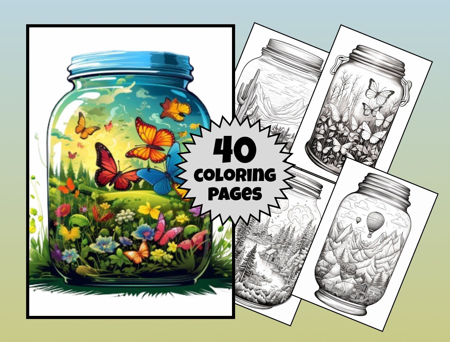 World in Jar Coloring Book, Magic Jar, Fairy Coloring Pages, Book PNG ...
