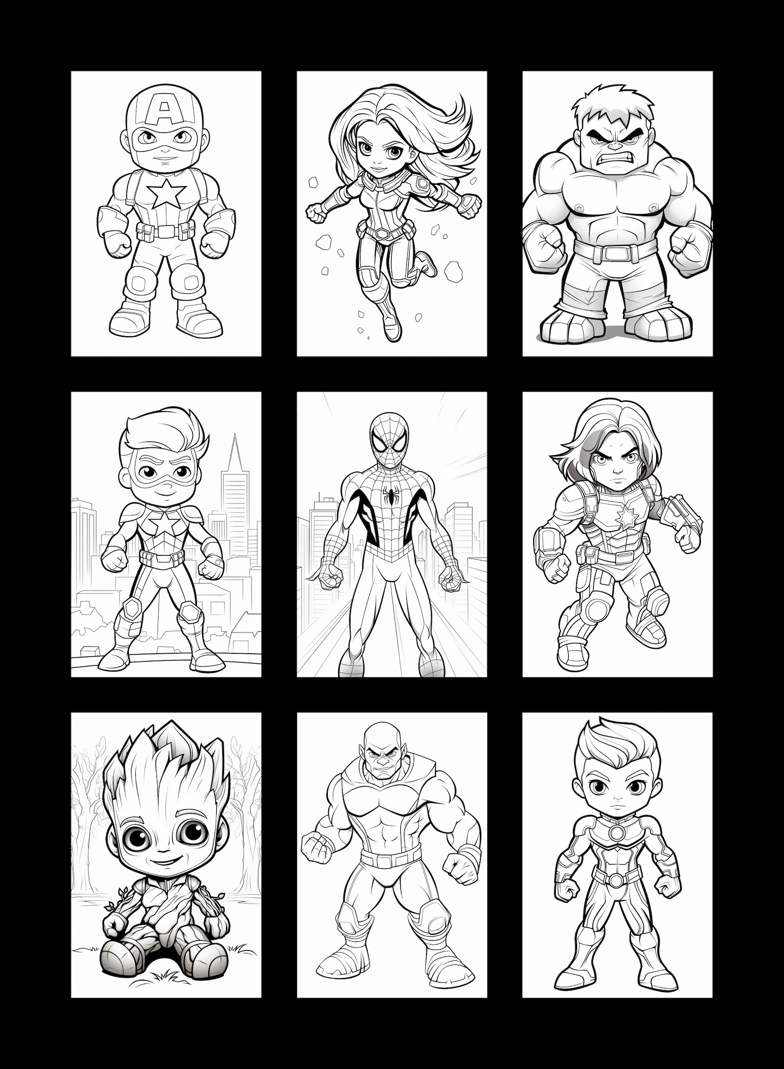 Superhero Coloring Book, Avengers Png, Kids Coloring Book, Superhero ...