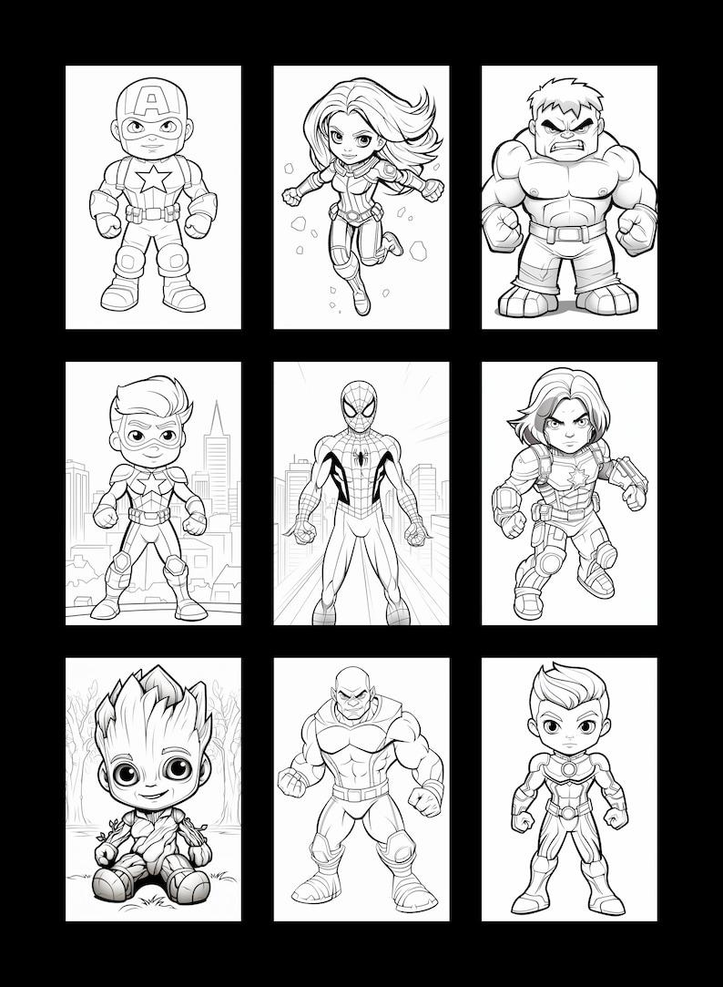 Superhero Coloring Book, Avengers Png, Kids Coloring Book, Superhero ...