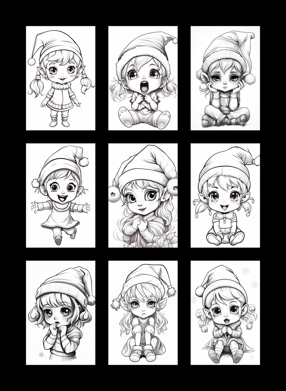 Christmas Elf Coloring Book, Elf PNG, Winter Coloring Page - Etsy