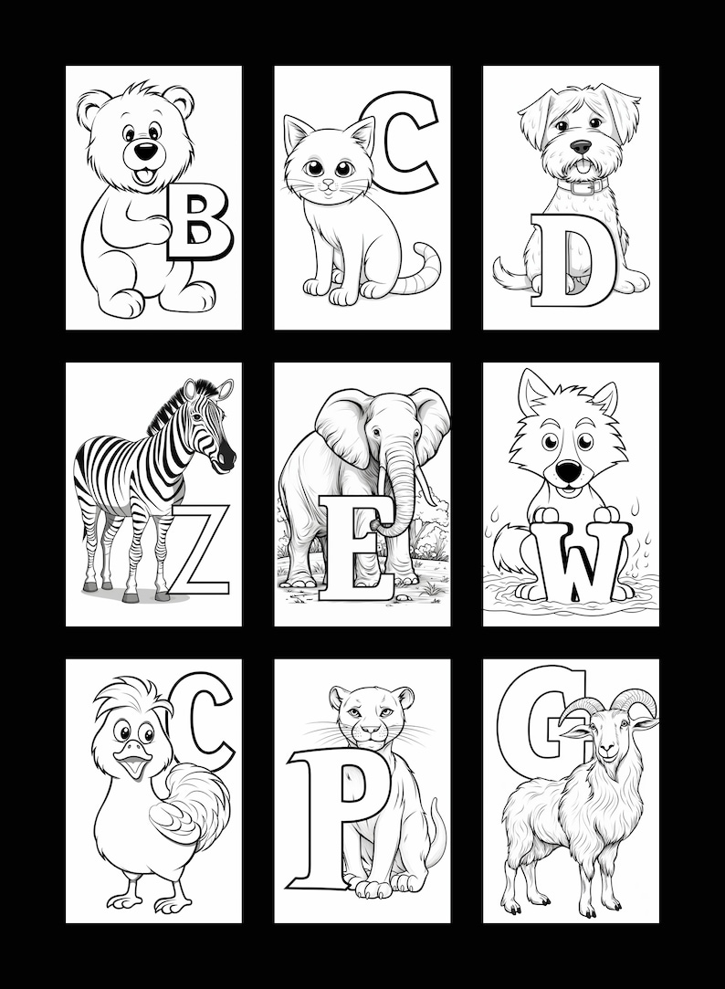 Alphabet Coloring Book, Animal Alphabet, Coloring Sheet for Kids ...