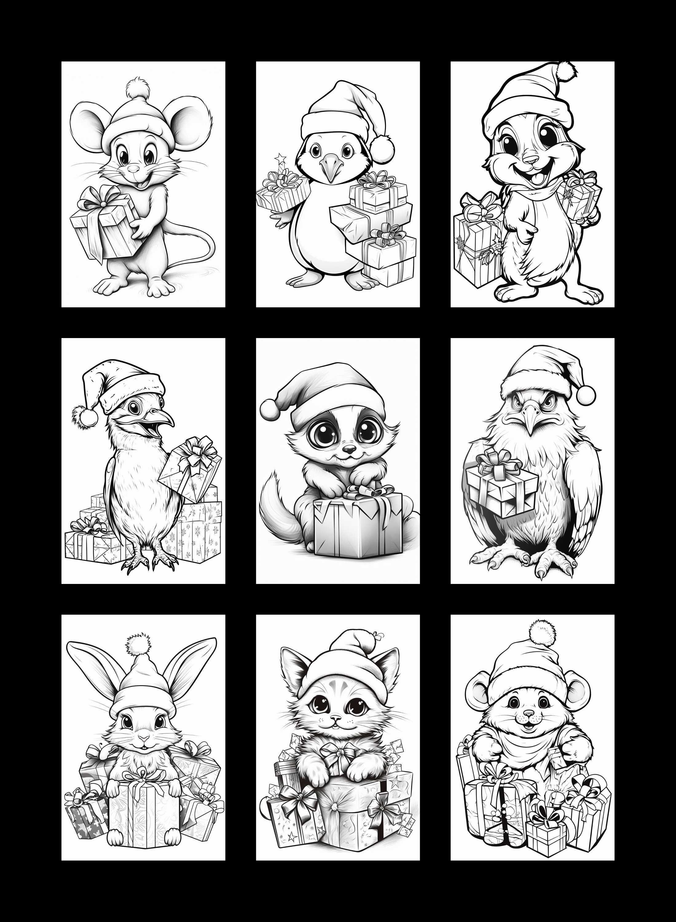 100 Christmas Animals, Coloring Book, Kids Books, Winter Coloring Page ...