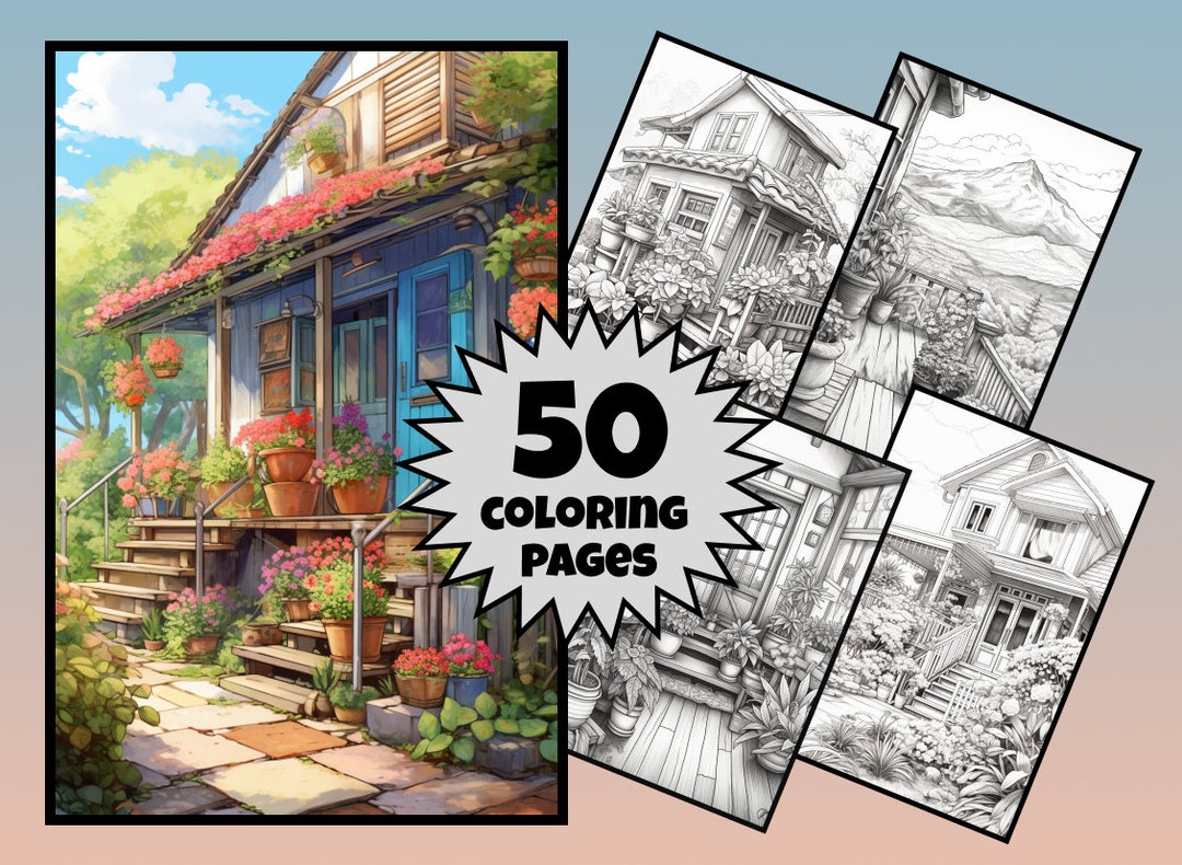 Coloring Book "houses", Adult Coloring Book, Fairy Gadren House ...