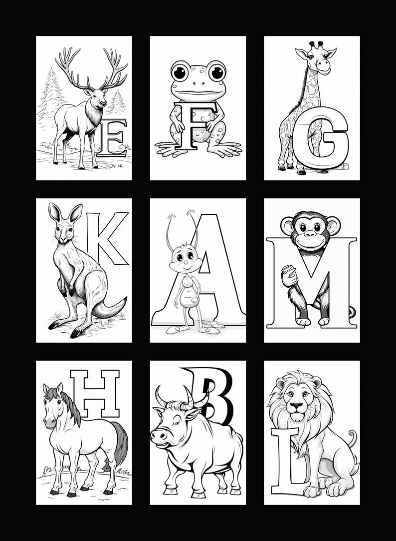 Alphabet Coloring Book, Animal Alphabet, Coloring Sheet for Kids ...