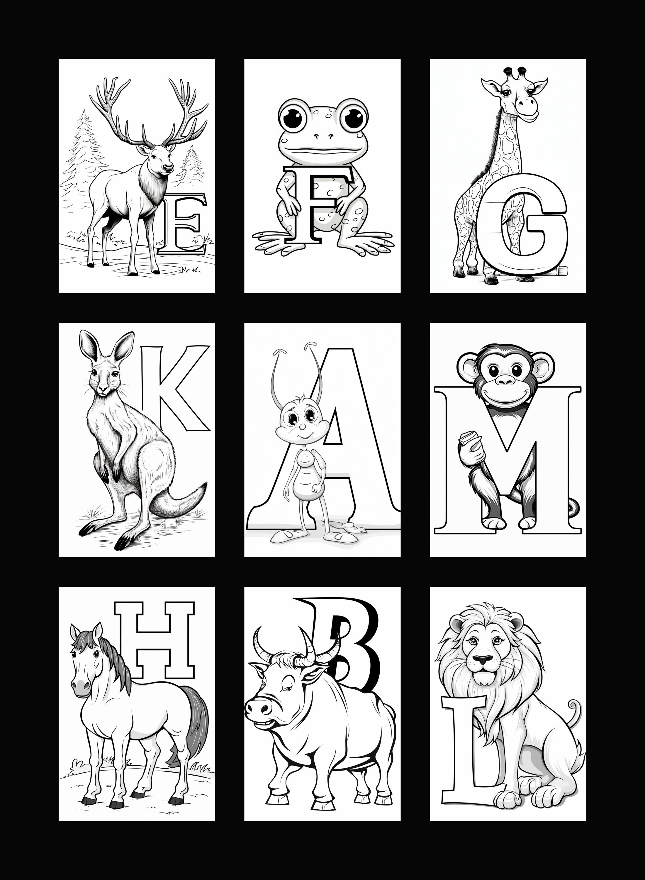 Alphabet Coloring Book, Animal Alphabet, Coloring Sheet for Kids ...