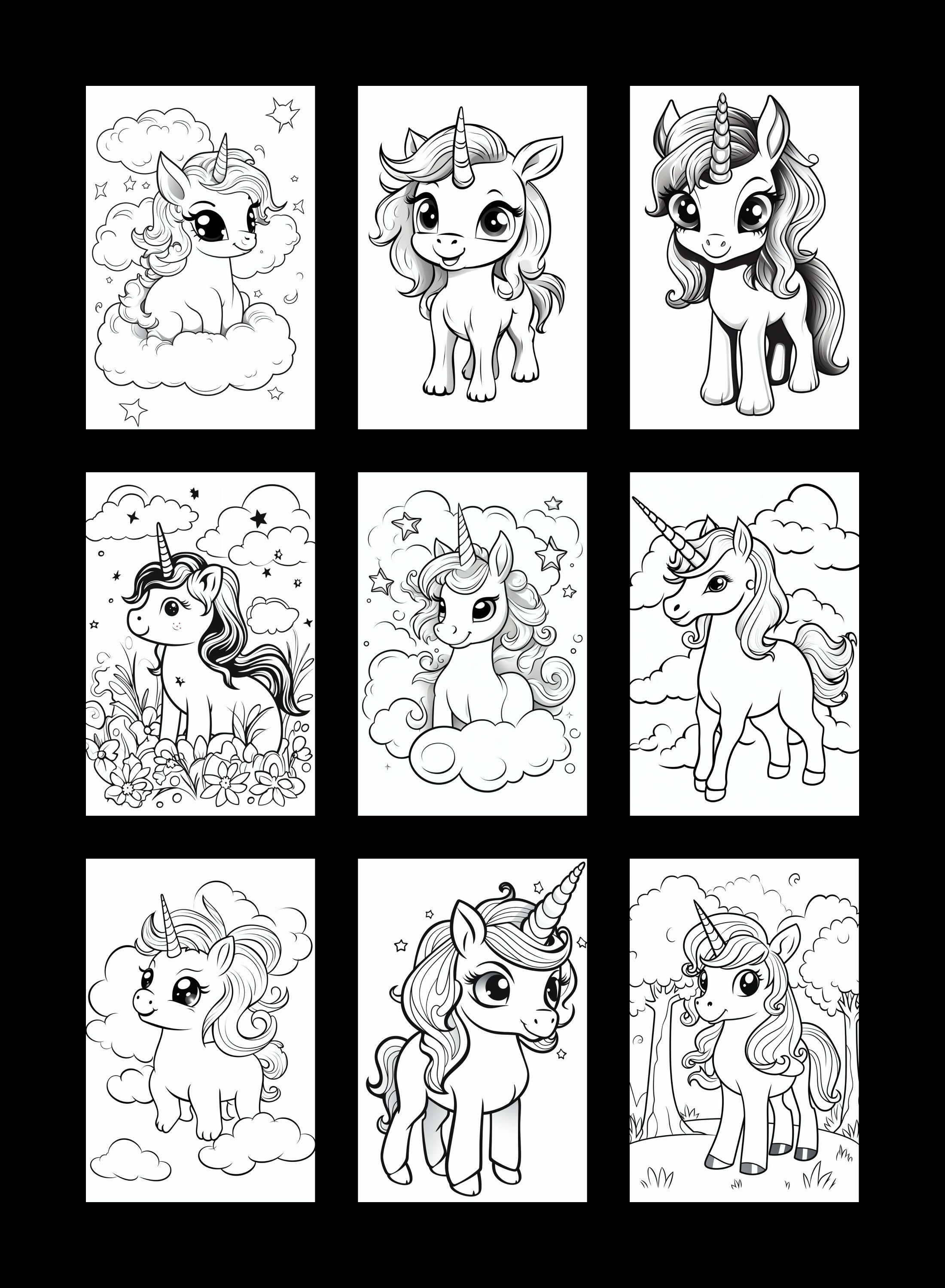 Unicorn Coloring Book, Coloring Sheets for Printing, Unicorns PNG ...