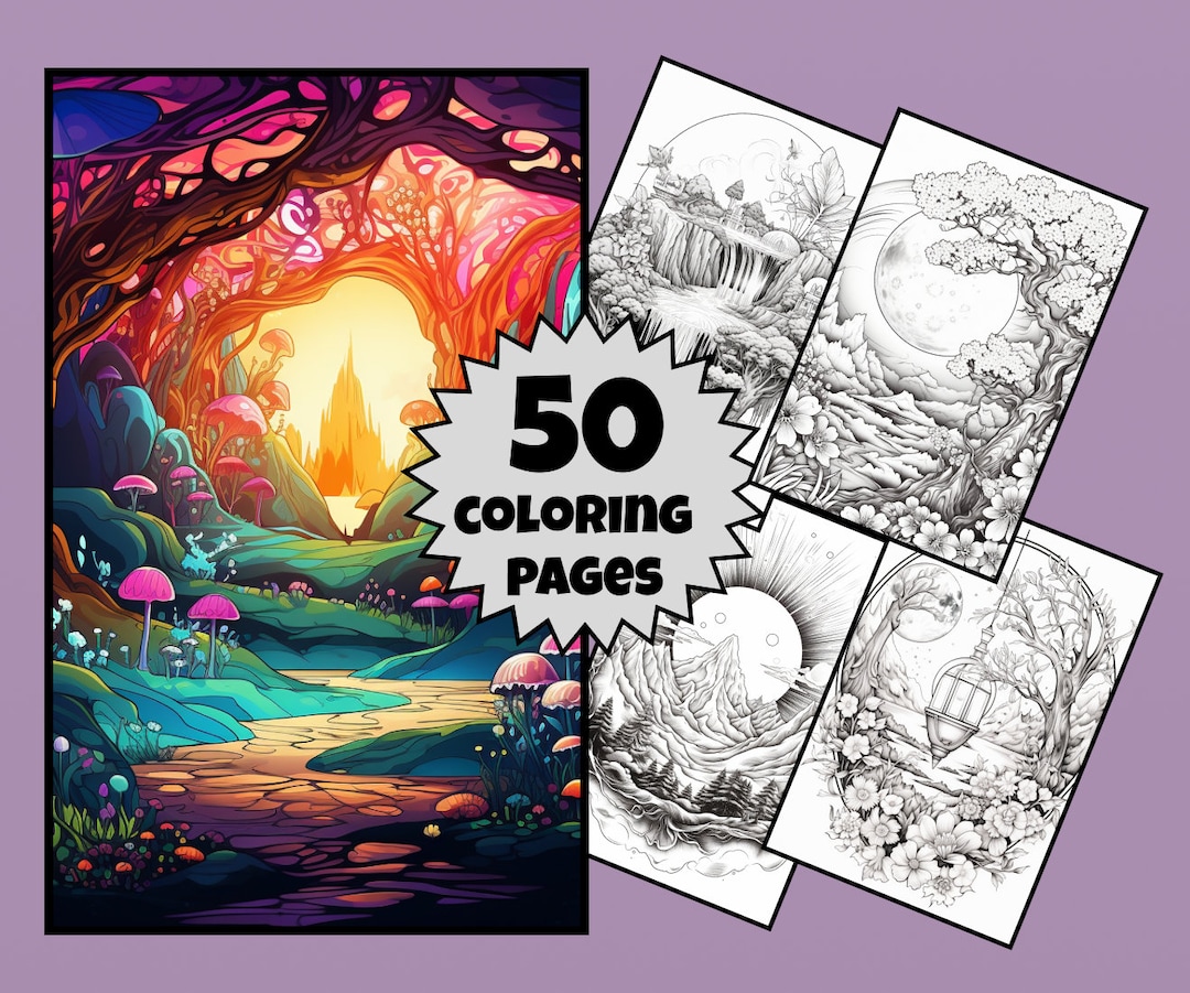 Wonderful Worlds Coloring Book, Fairy Coloring Pages, Grayscale ...