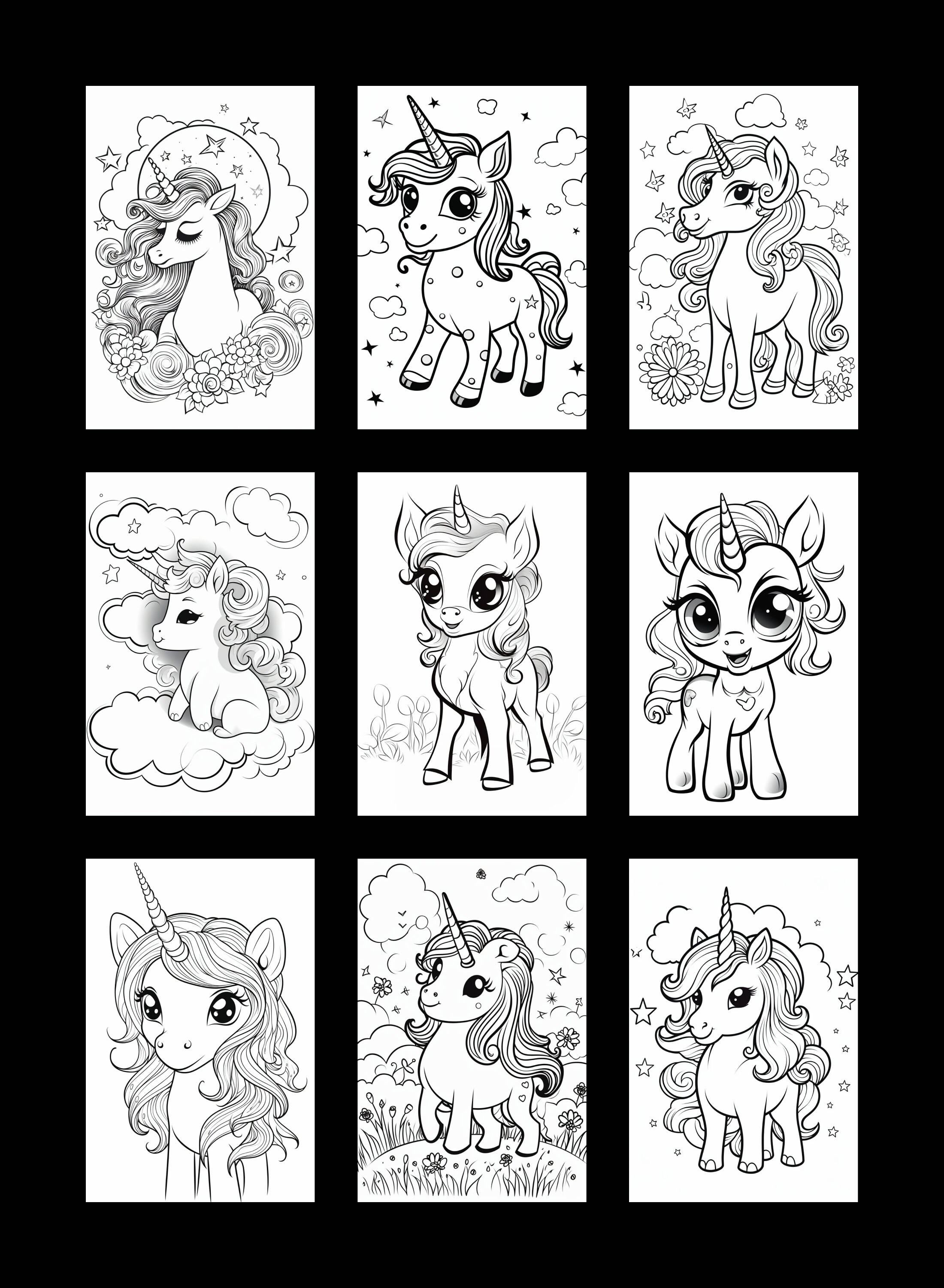 Unicorn Coloring Book, Coloring Sheets for Printing, Unicorns PNG ...