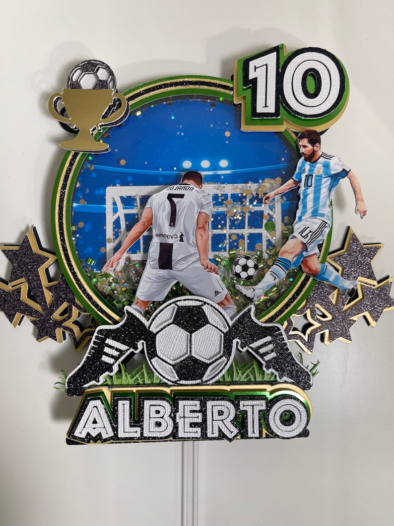 Soccer Birthday Cake Topper: 3D Glitter Sports Party Decor - Etsy