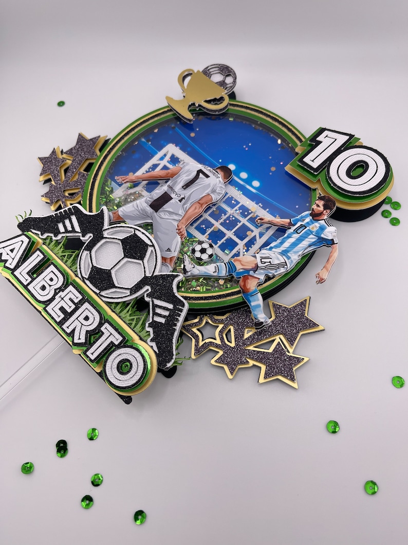 Soccer Birthday Cake Topper: 3D Glitter Sports Party Decor - Etsy