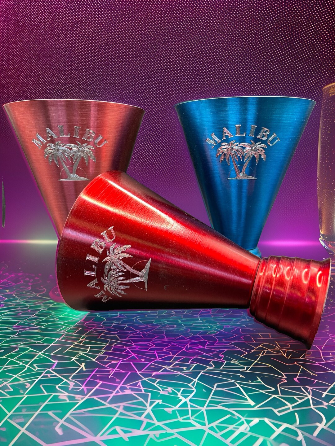 Elevate Your Home Bar: 3 Retro Aluminum Cocktail Glasses With Engraved ...