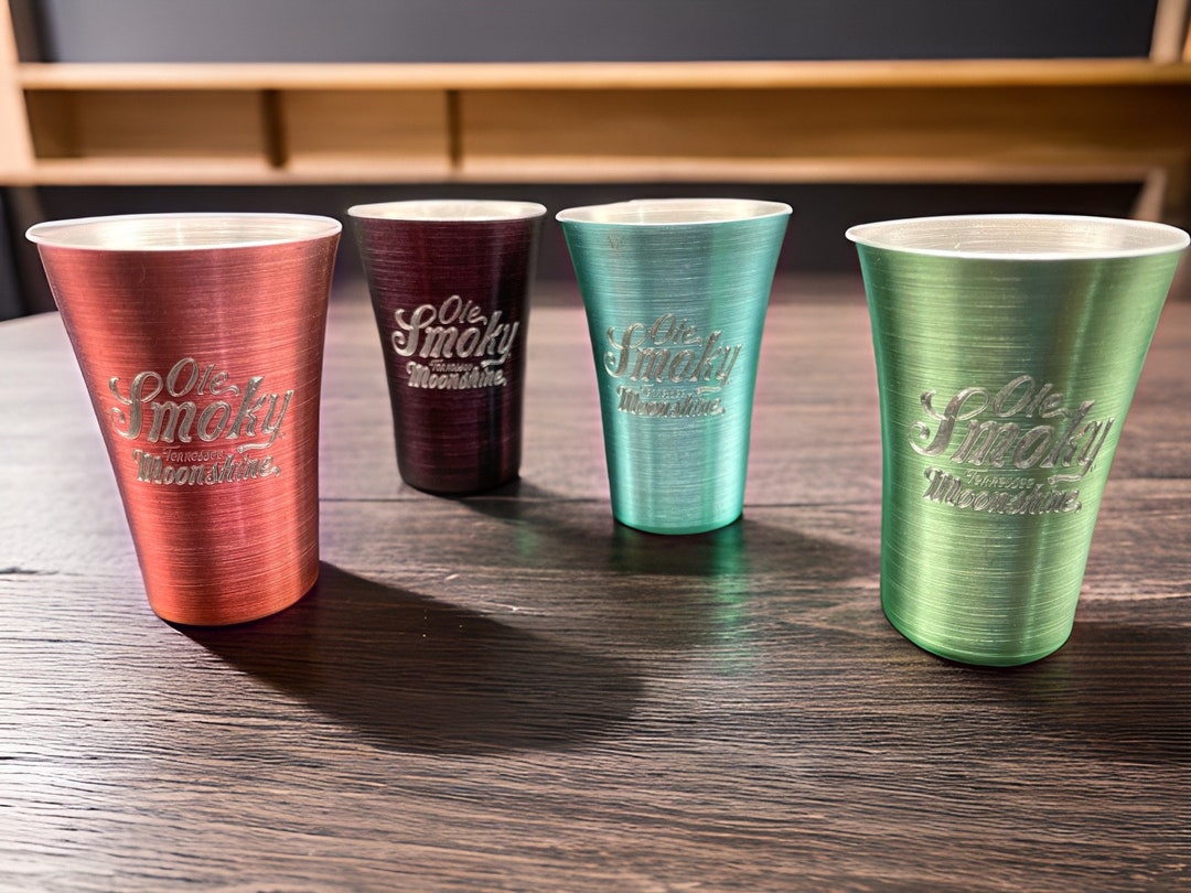 Vintage Style Aluminum Shot Glass Set - Set of Four 2oz Metallic Shot ...