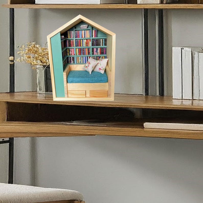 Anxiety Bookroom Shake, Handcrafted Mini Room Box, Small House ...