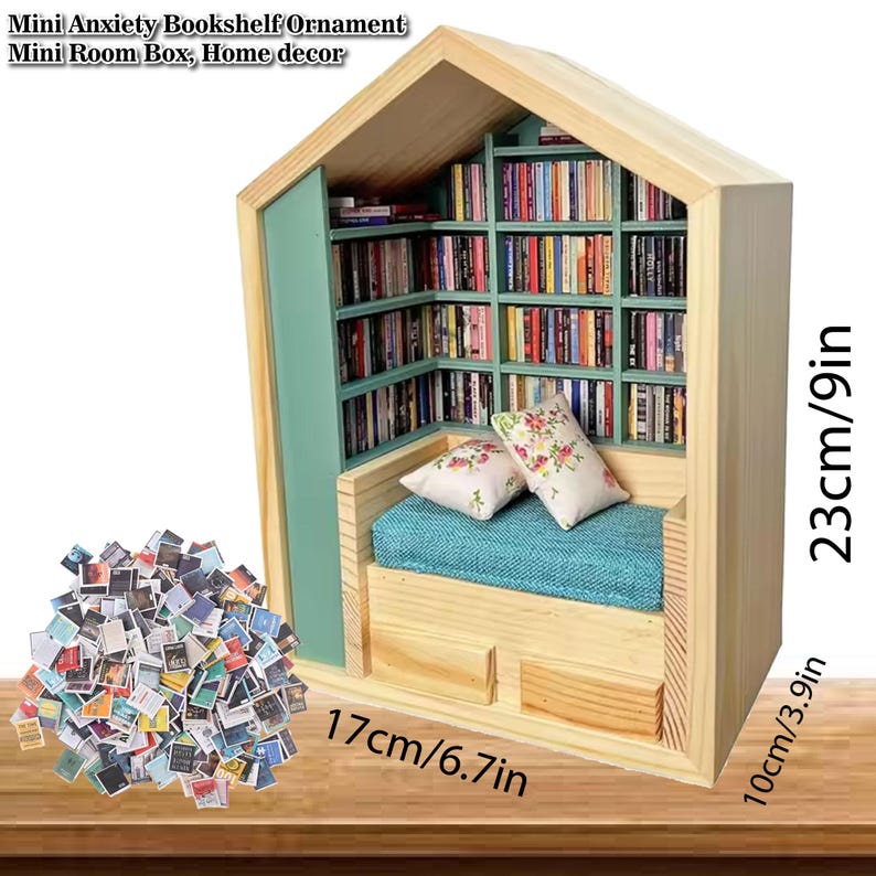 Anxiety Bookroom Shake, Handcrafted Mini Room Box, Small House ...