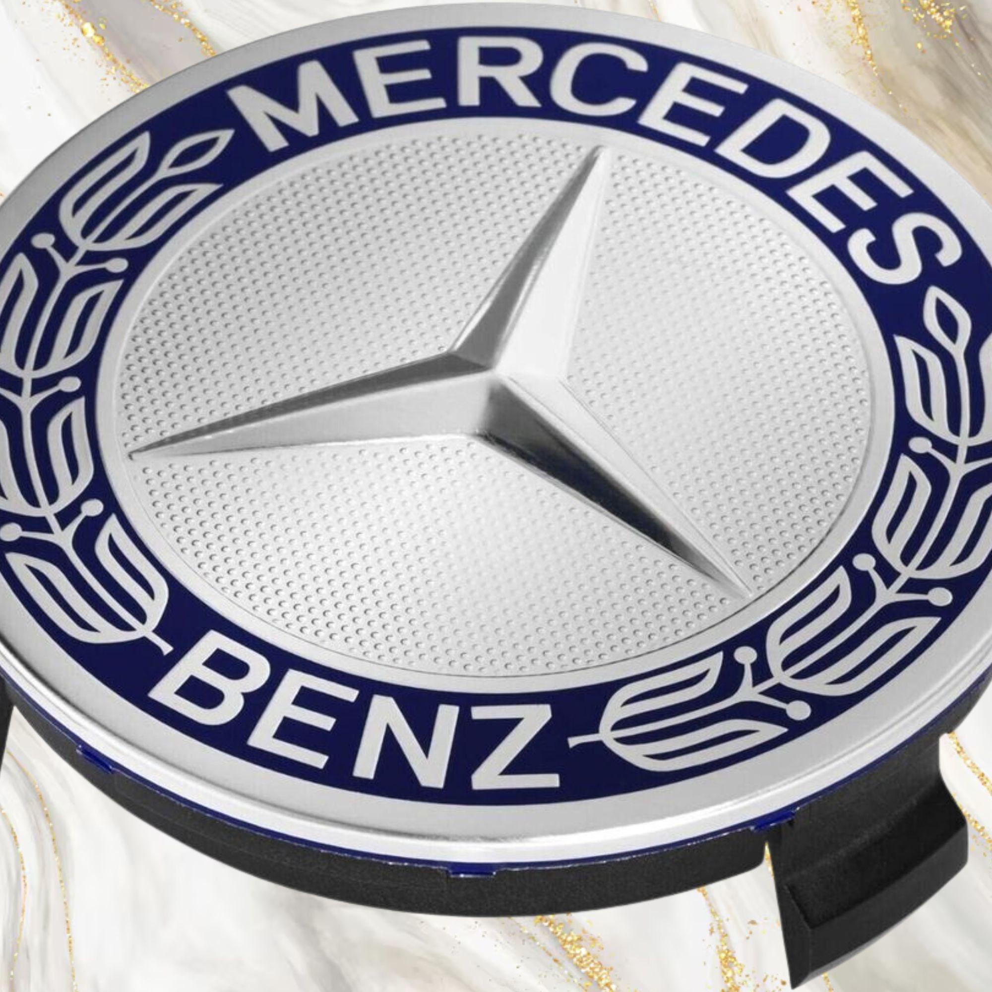 Set of 4 Blue Mercedes Benz Wheel Centre Hub Caps 75mm Badges Emblem ...