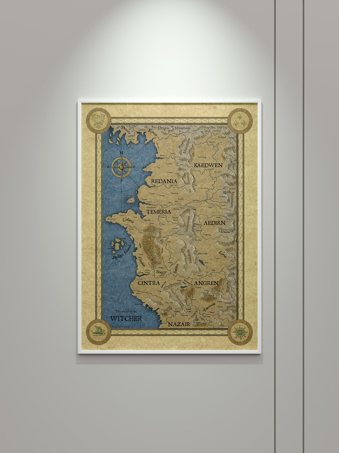 Witcher World Map Canvas Witcher World Map Poster Witcher - Etsy