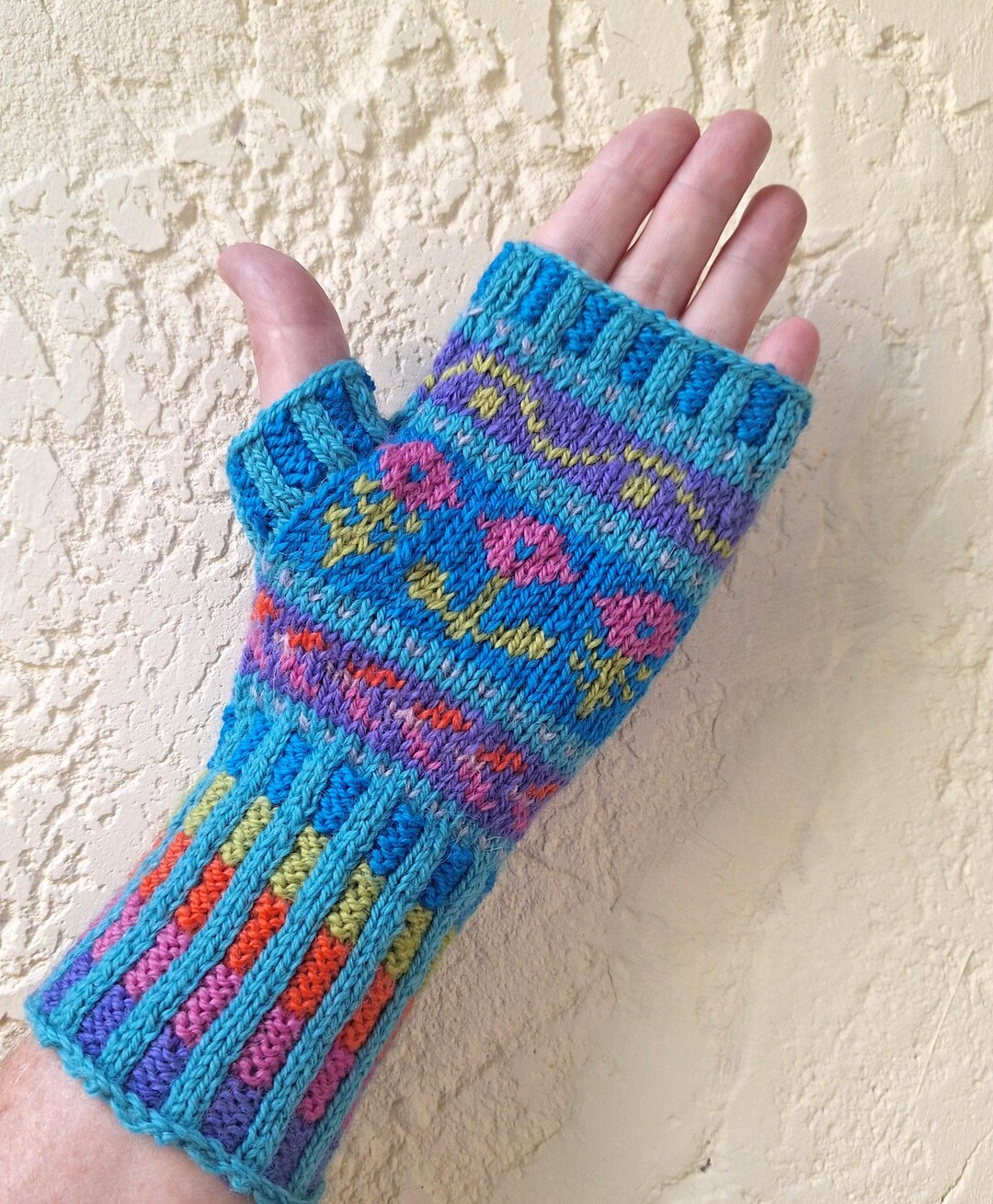 Flower Border Mittens - Etsy