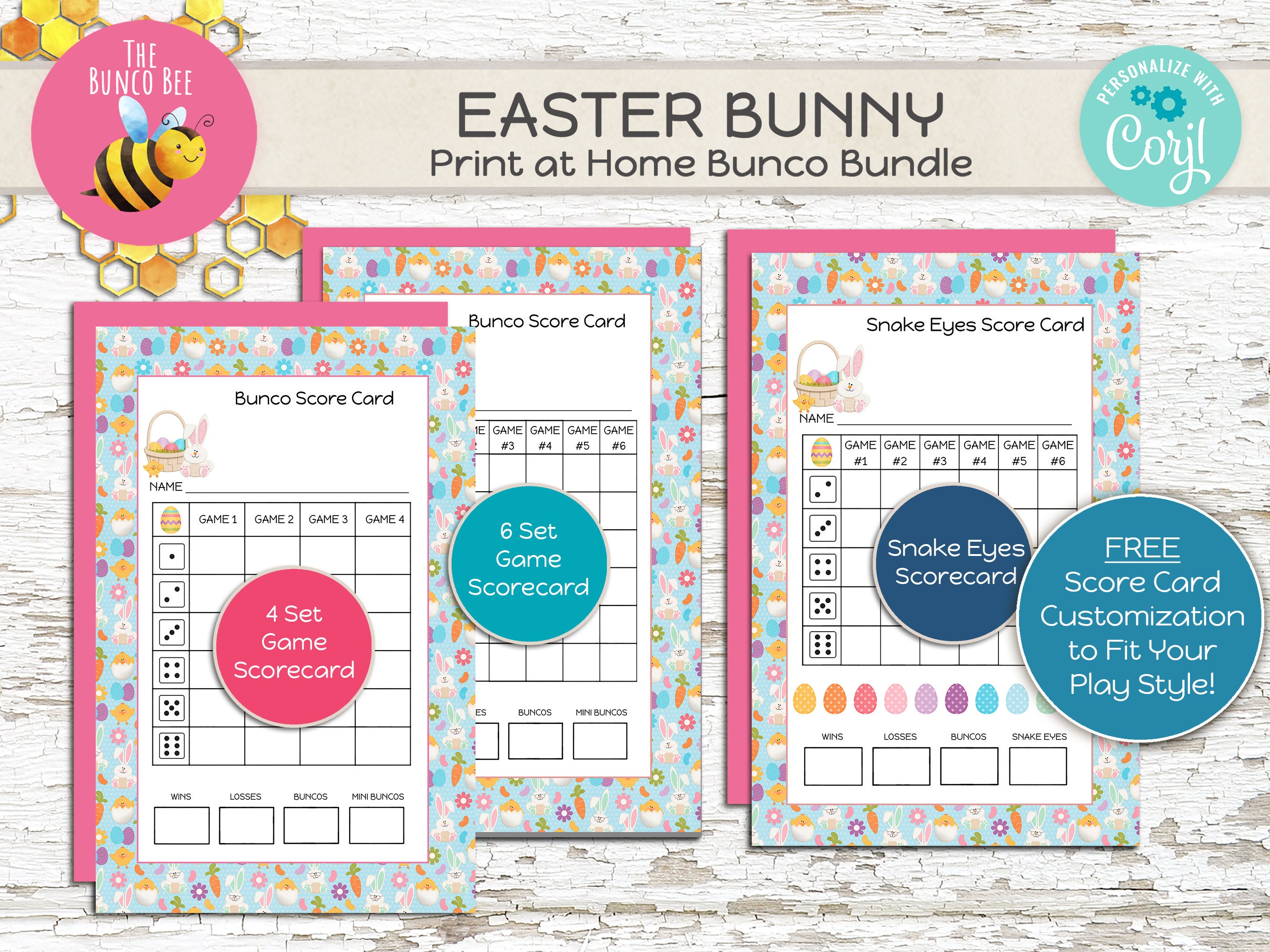 Easter Bunny Bunco Score Card Bundle - Etsy
