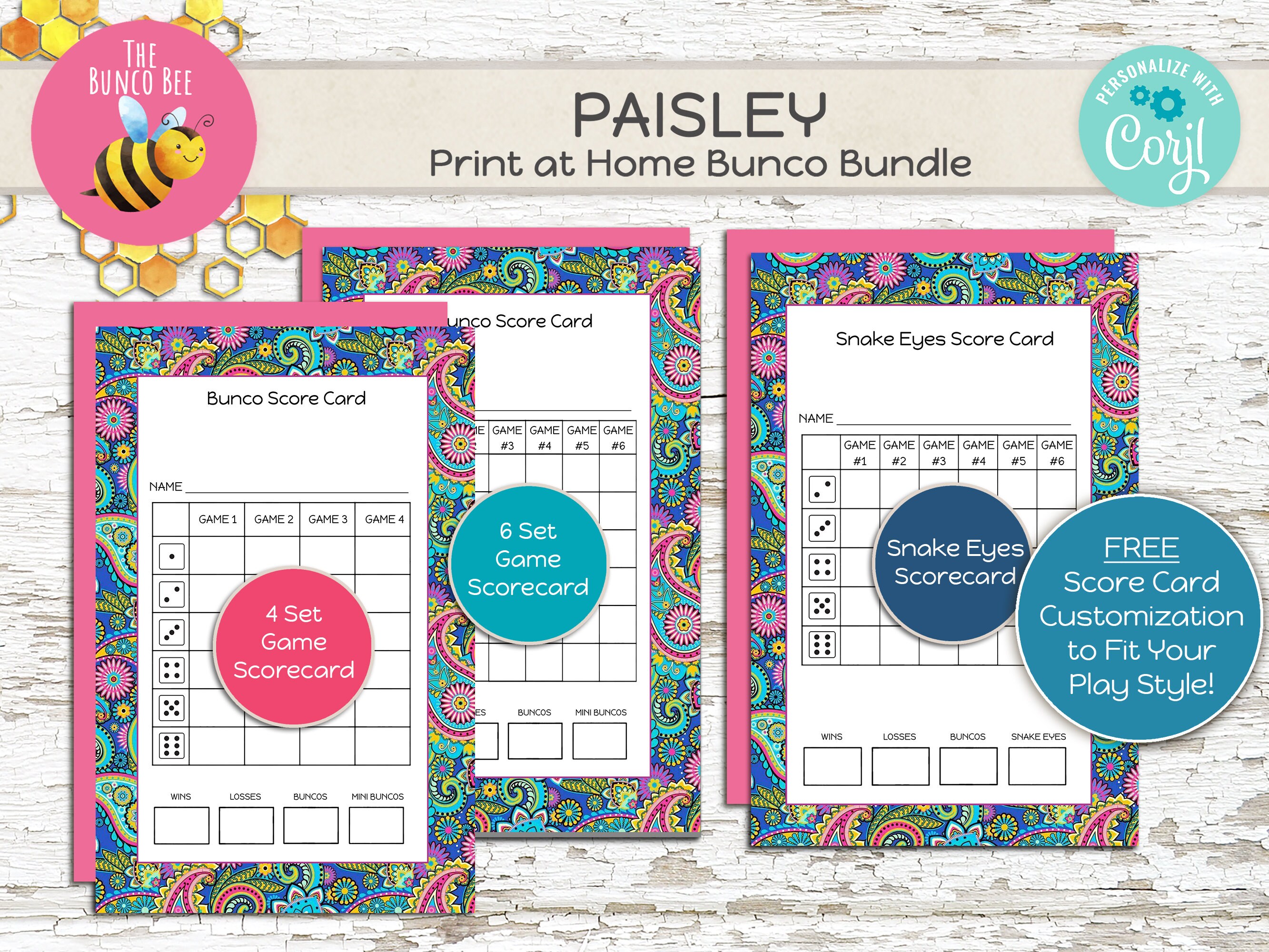 Paisley Bunco Score Card Bundle, Everything You Need! - Etsy
