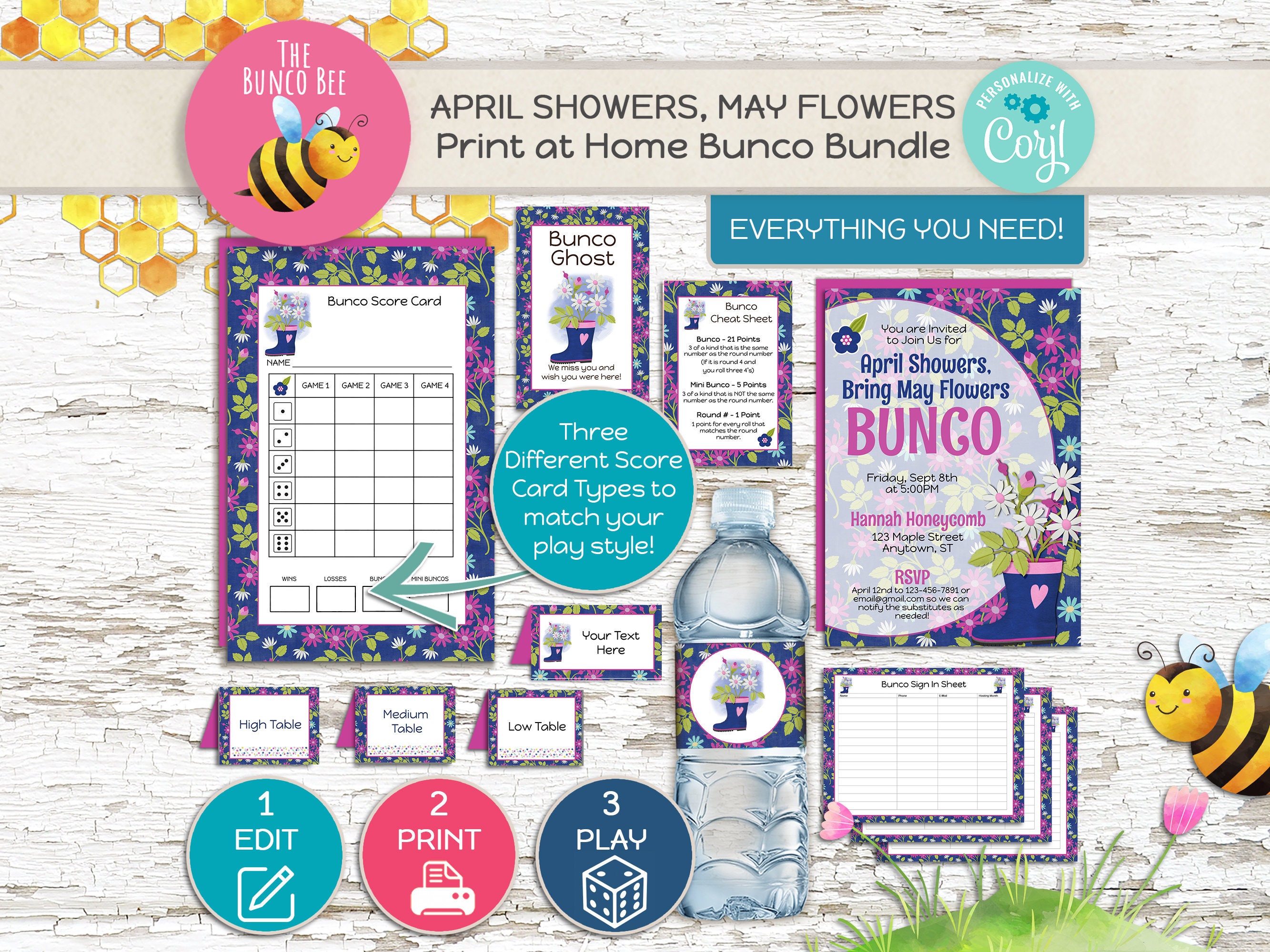 April Showers Bring May Flowers Bunco Print-at-home Bundle - Etsy
