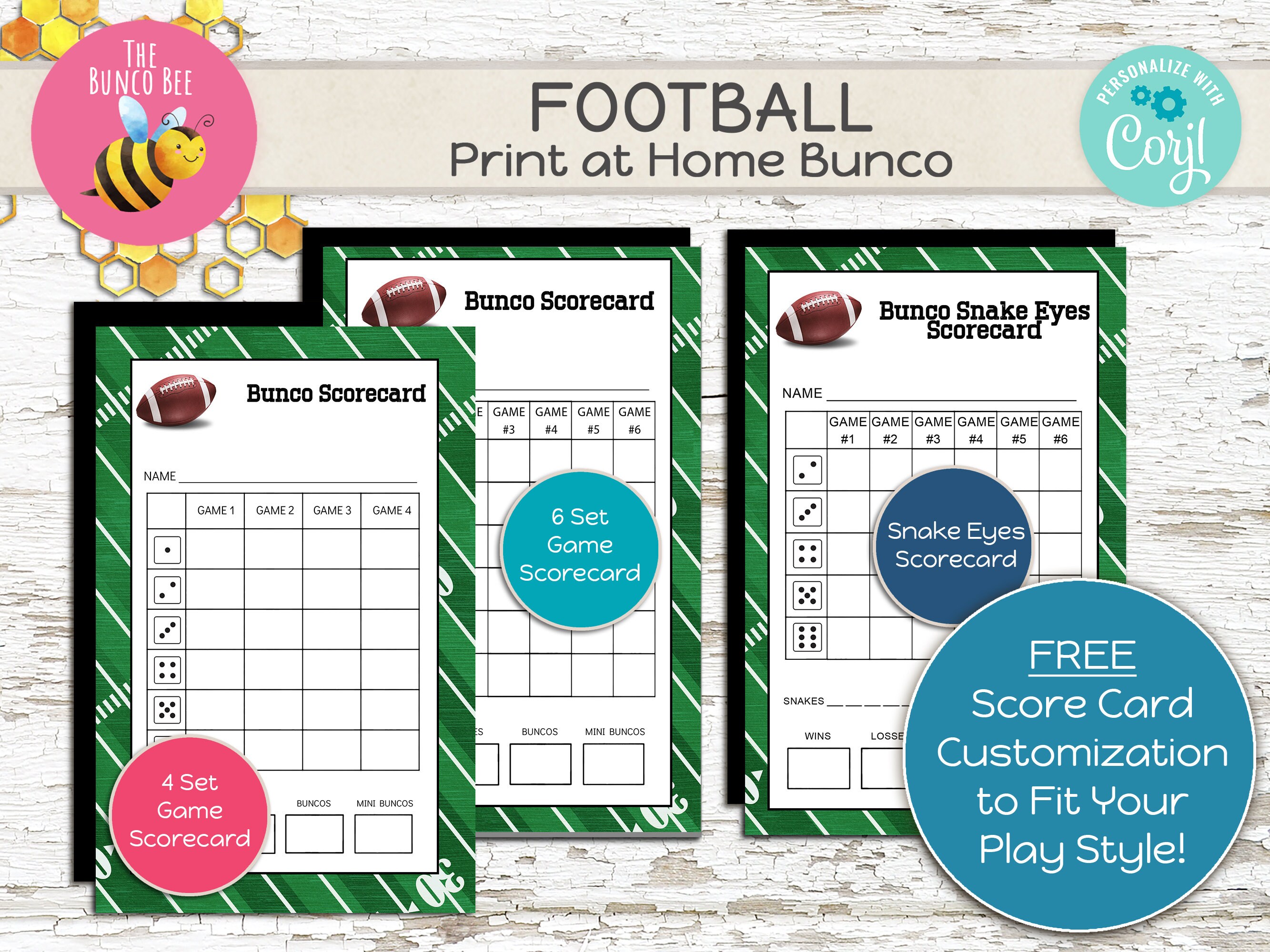 Football Bunco Party Pack - Printable Invitation, Sign-in, Name Tags ...