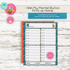 Printable Bunco Score Cards: I Wet My Plants Edition - DIY Game Night ...