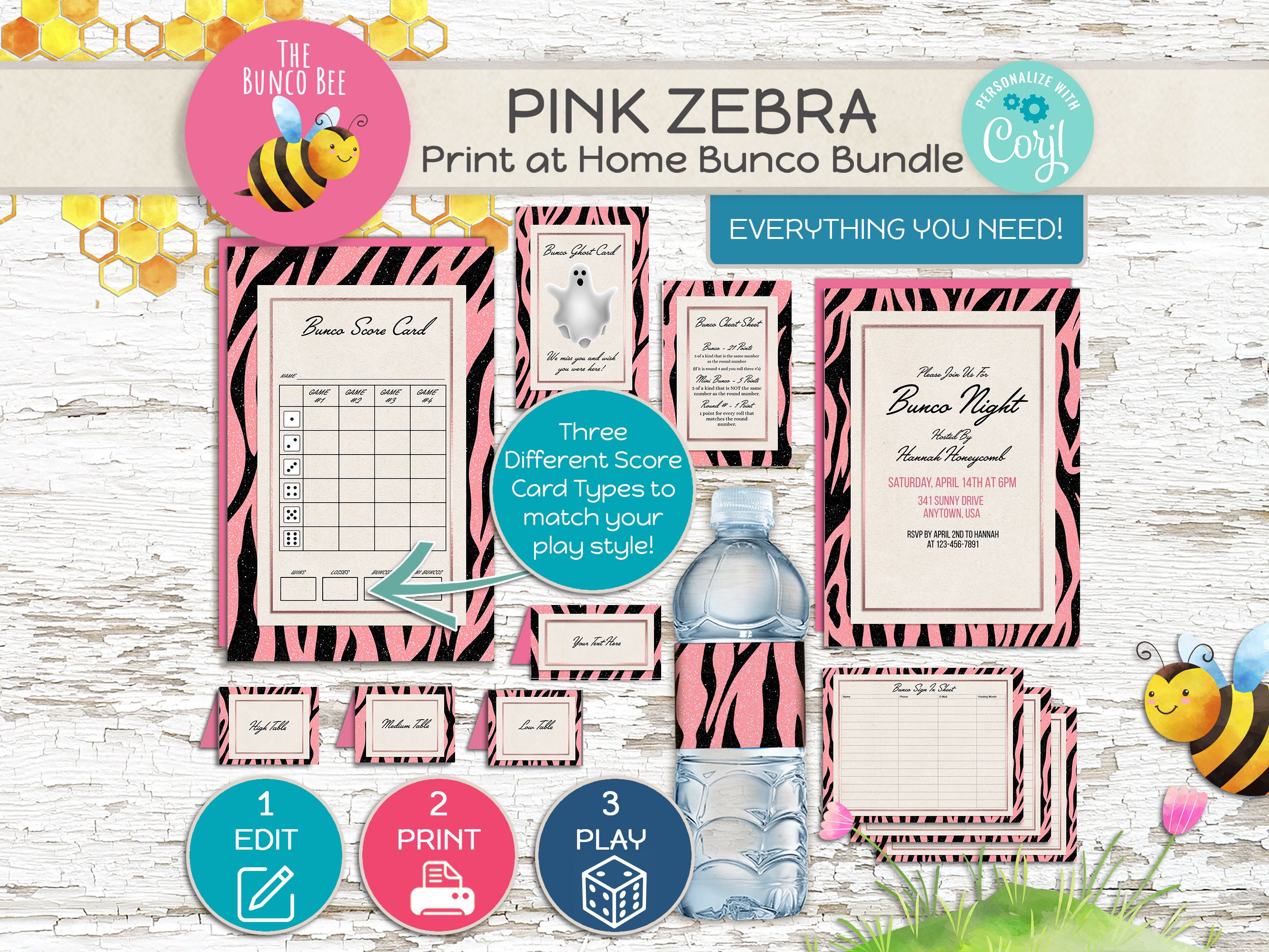 Pink Zebra Printable Bunco Bundle - Etsy