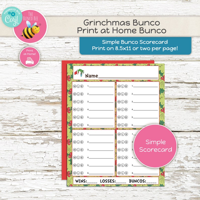 Printable Grinch Christmas Bunco Game - Instant Download - Festive DIY ...