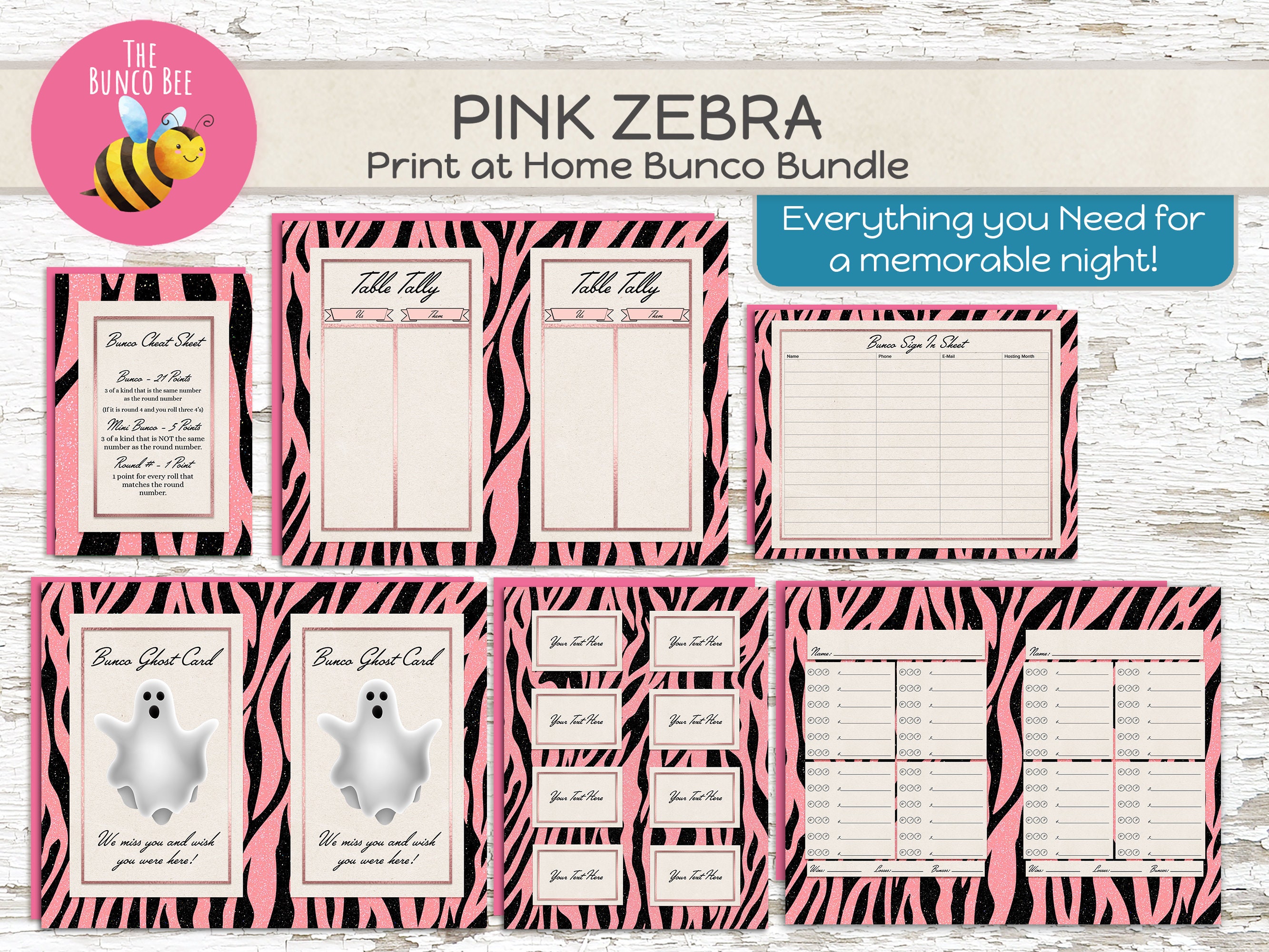 Pink Zebra Printable Bunco Bundle - Etsy