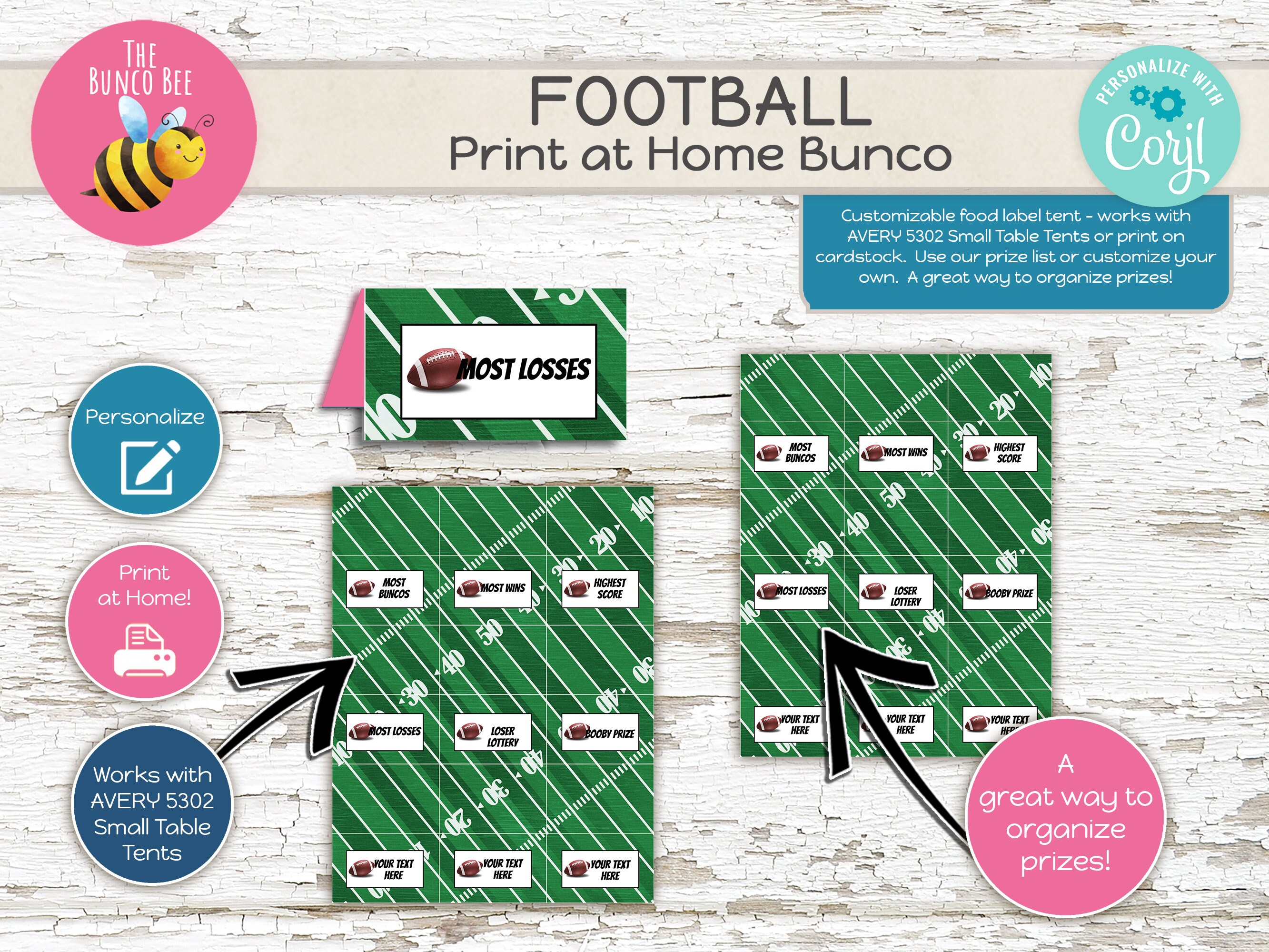 Football Bunco Party Pack - Printable Invitation, Sign-in, Name Tags ...