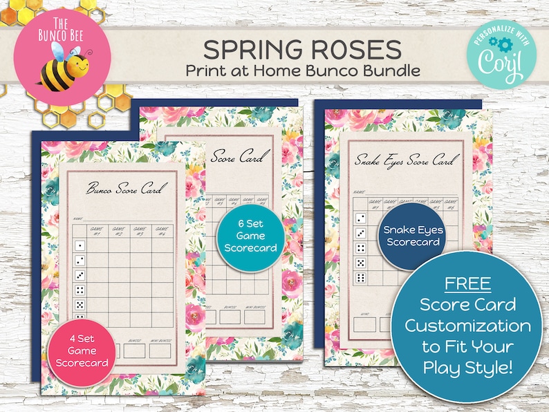 Spring Roses Printable Bunco Bundle - Etsy
