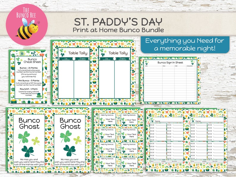 Saint Paddy's Day Bunco Score Cards - Etsy