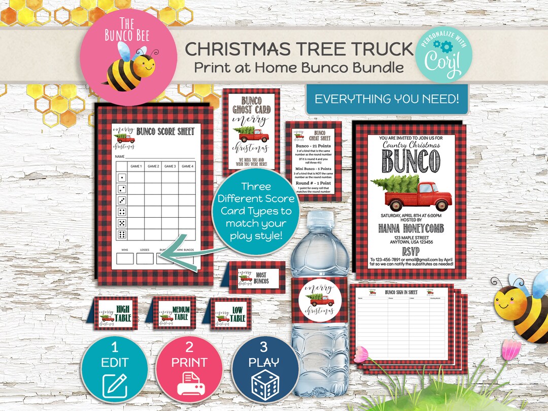 Christmas Tree Truck Bunco, Print at Home Digital Download - Etsy