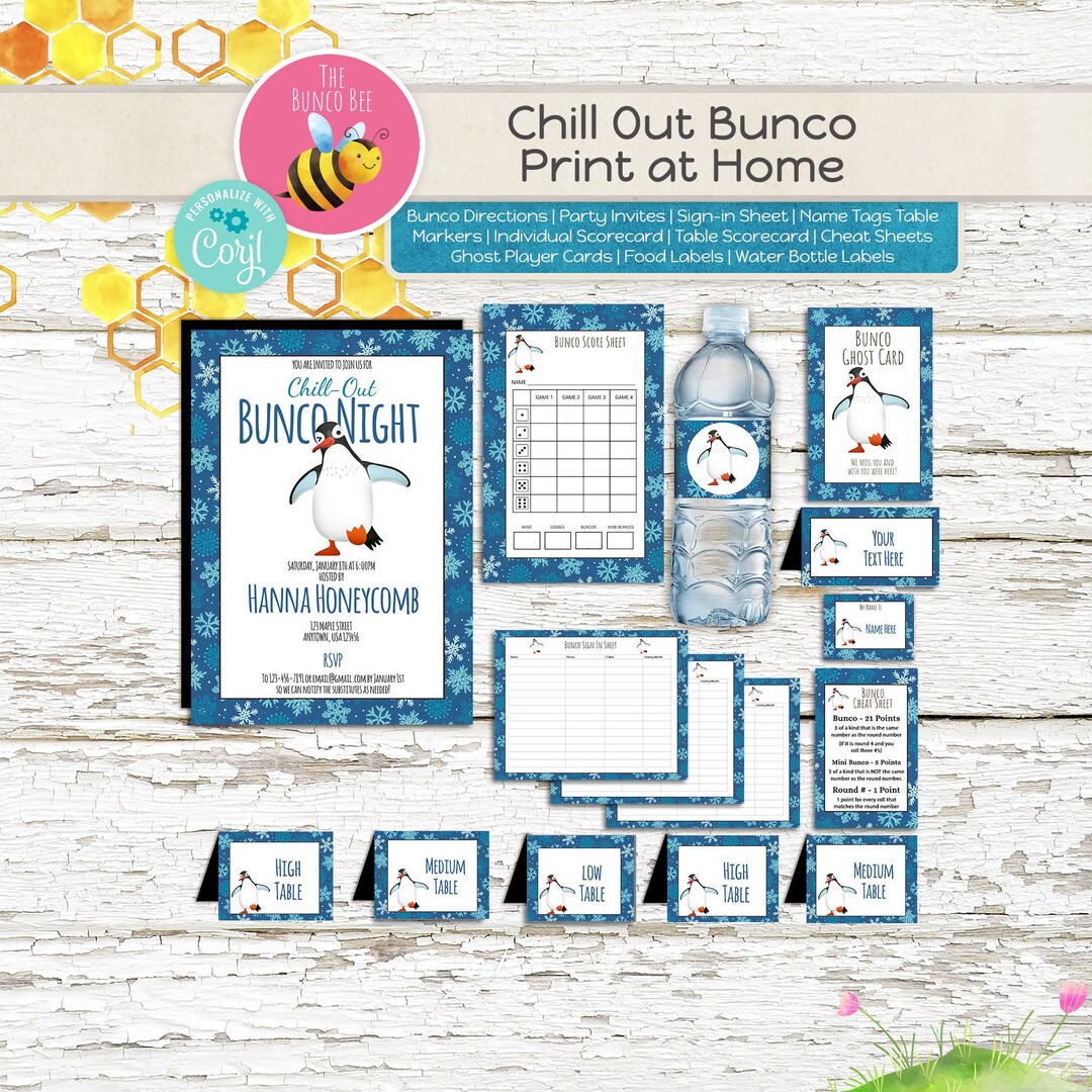 Chill-out Penguin Bunco Bunco Score Cards - Etsy