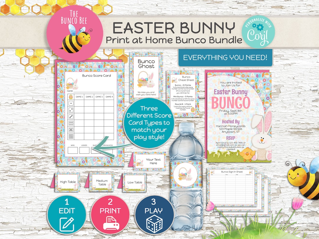 Easter Bunny Bunco Score Card Bundle - Etsy