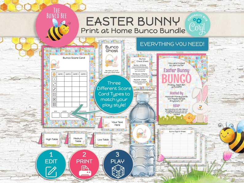 Easter Bunny Bunco Score Card Bundle - Etsy