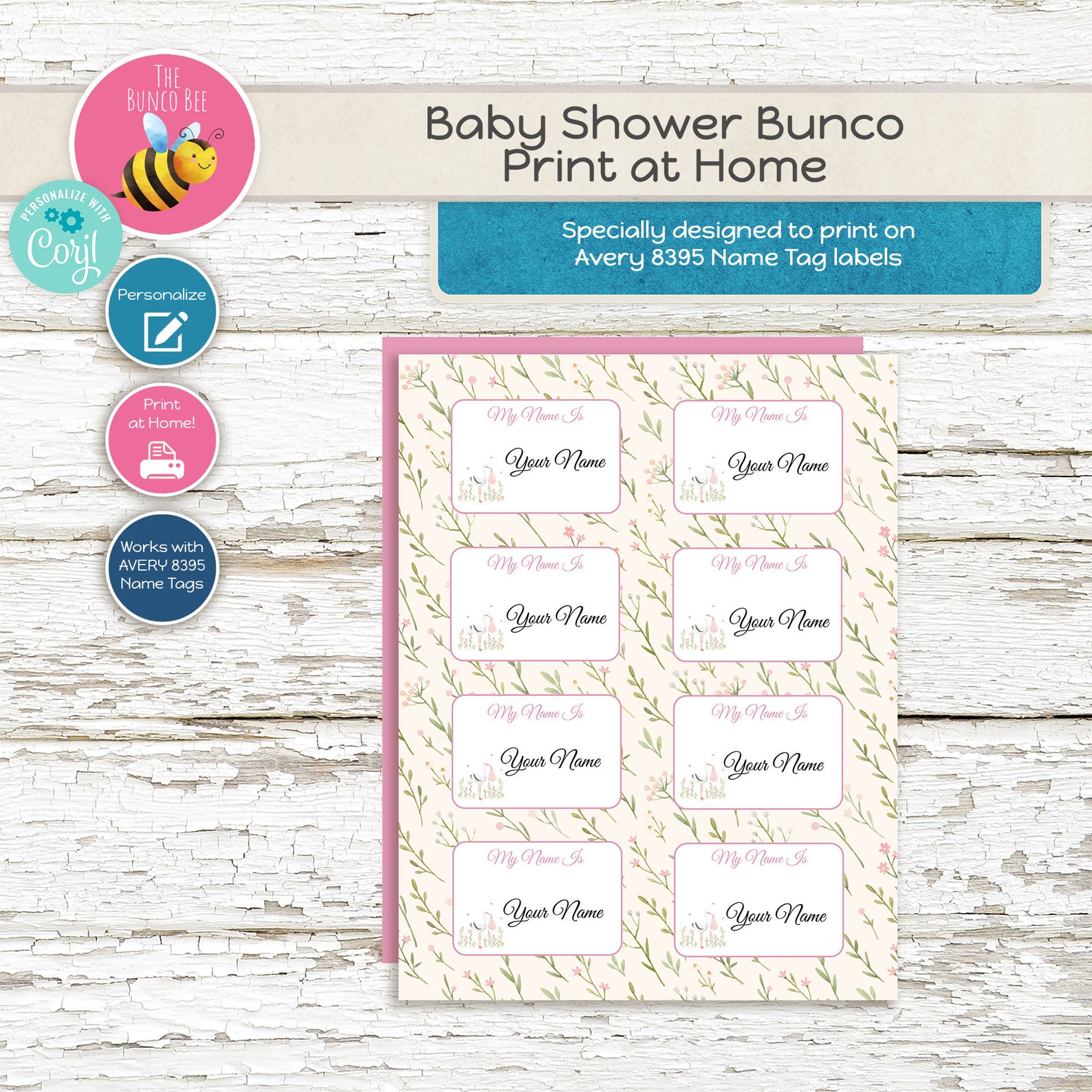 Baby Girl Bunco Party Printables: Scorecards, Name Tags, Table Decor ...