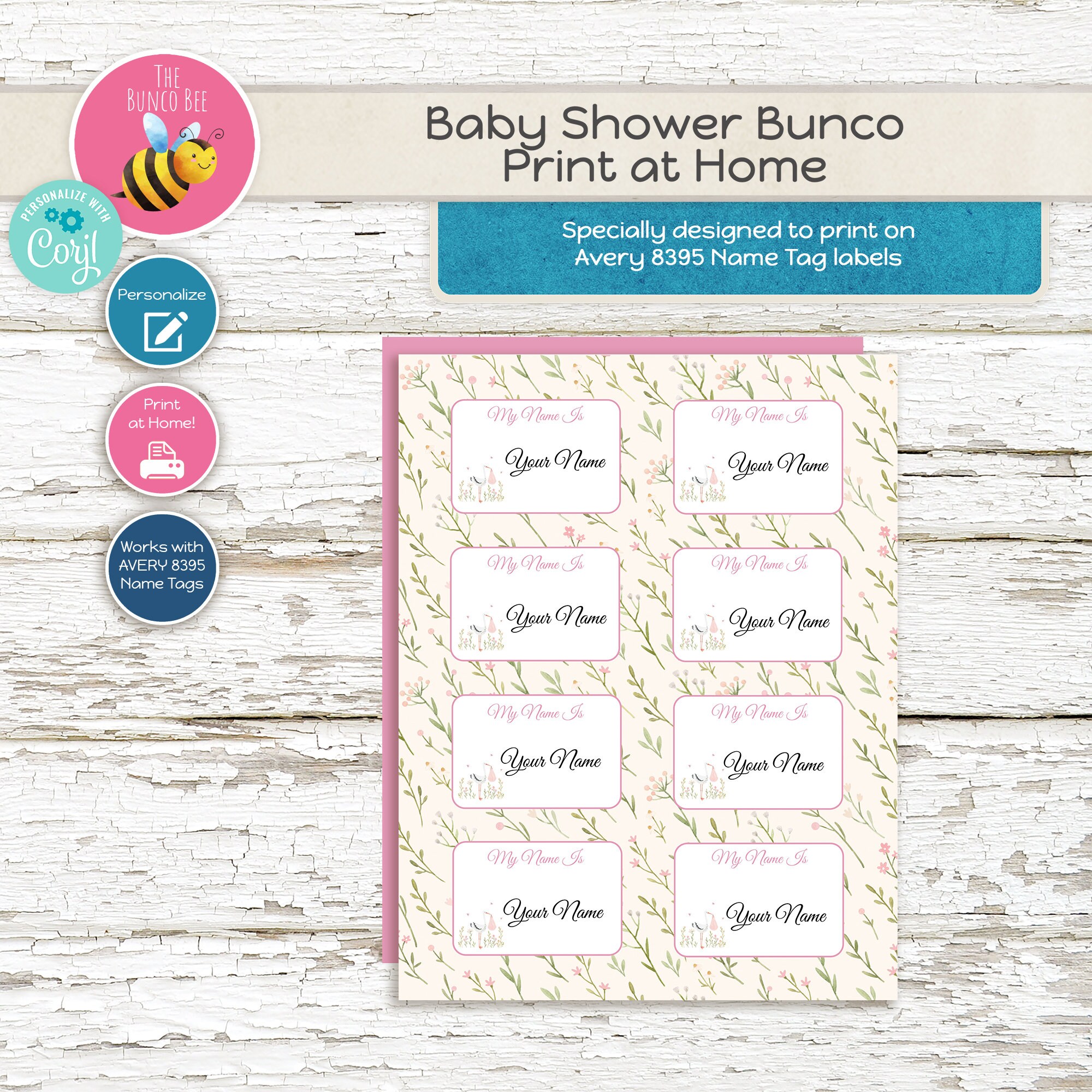 Baby Girl Bunco Party Printables: Scorecards, Name Tags, Table Decor ...