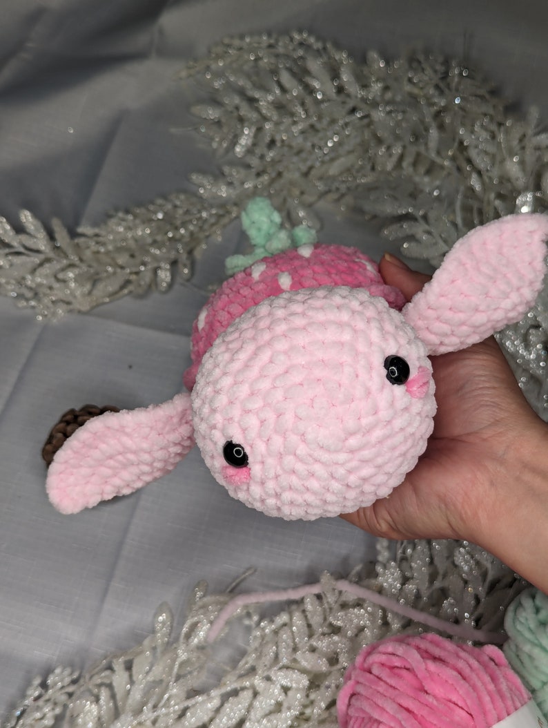 Amigurumi Strawberry Sea Turtle Plushie (medium): Made-to-order ...