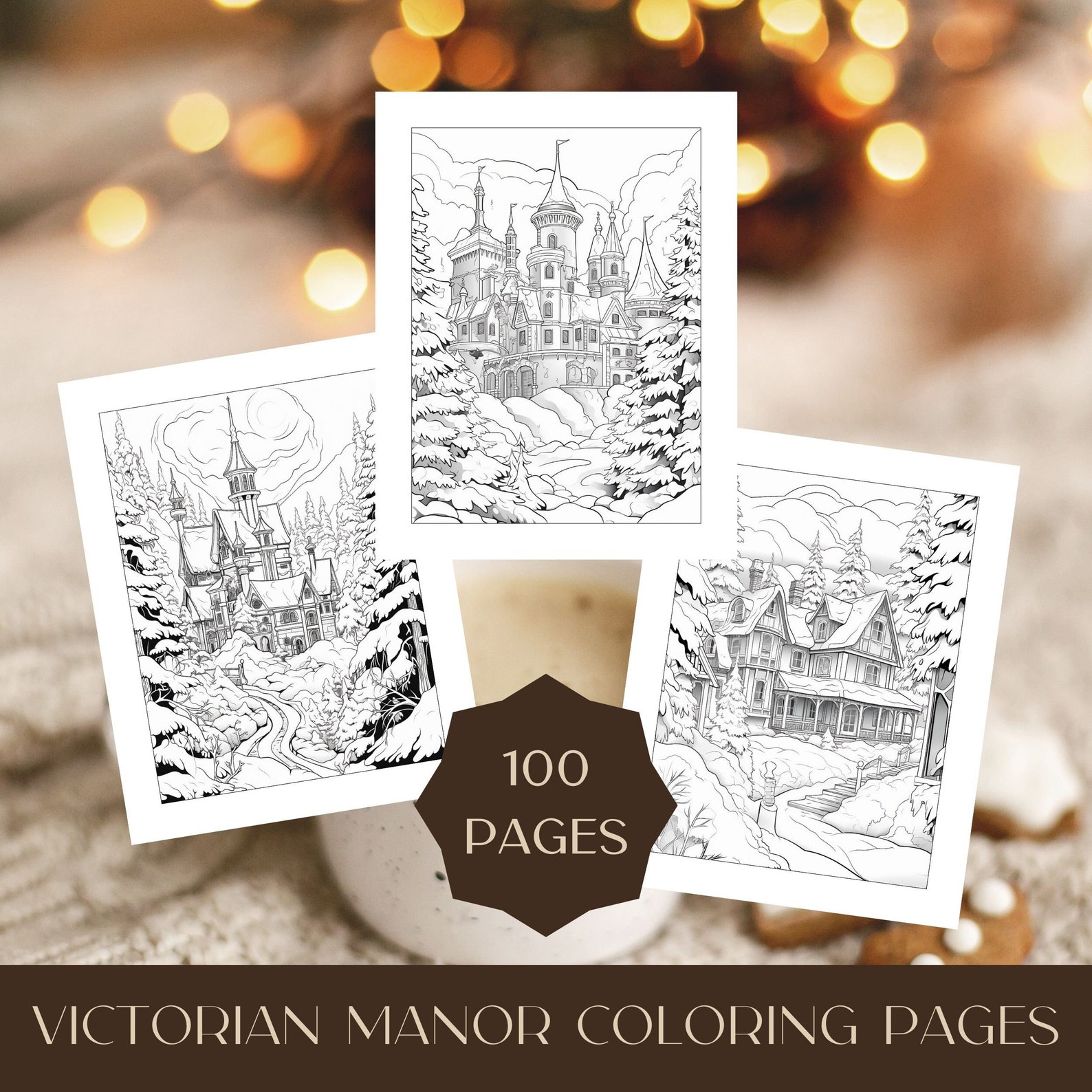 100 Winter Coloring Pages, Adult Coloring Book Printable PDF, Instant ...