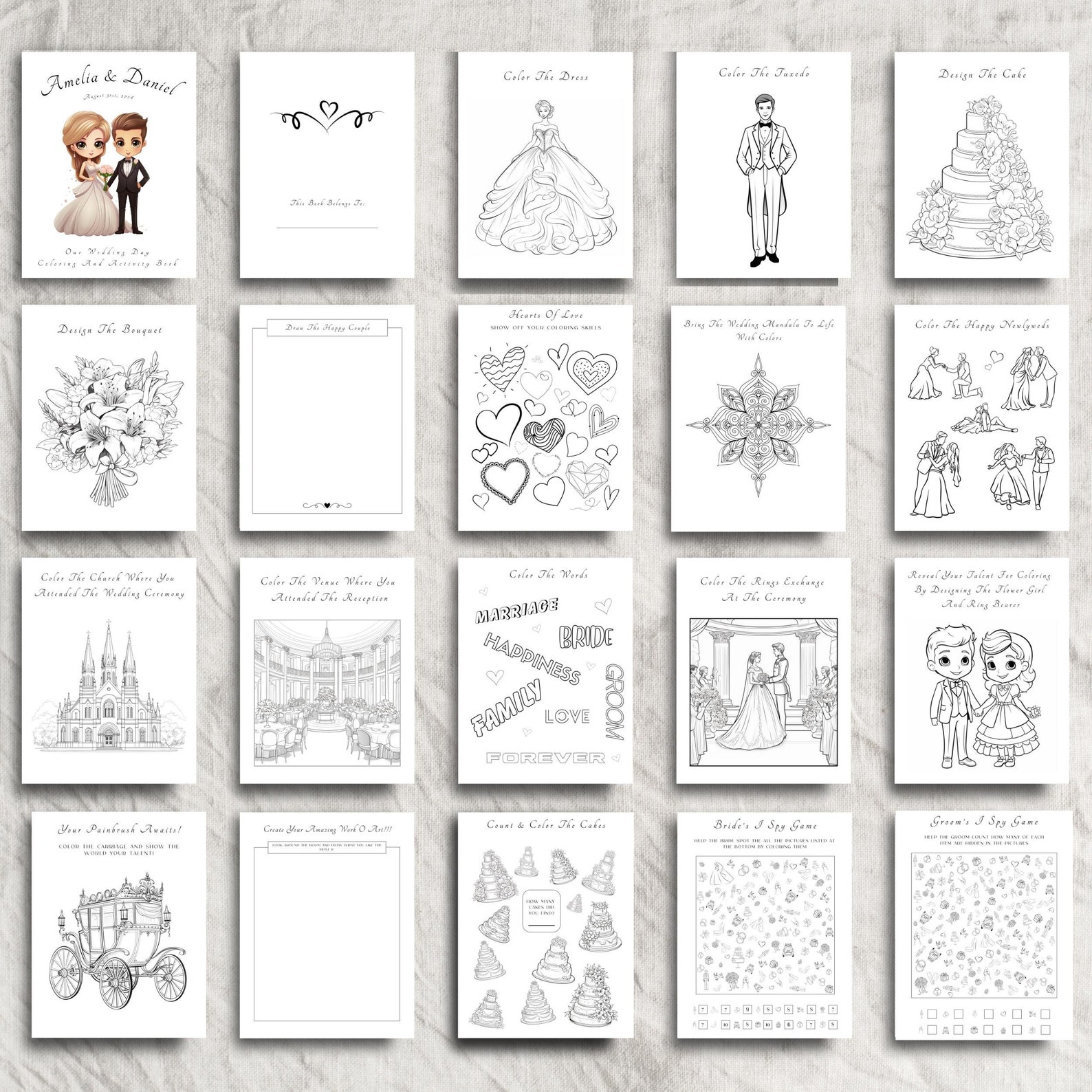 Personalized Wedding Activity and Coloring Book for Kids, Printable ...